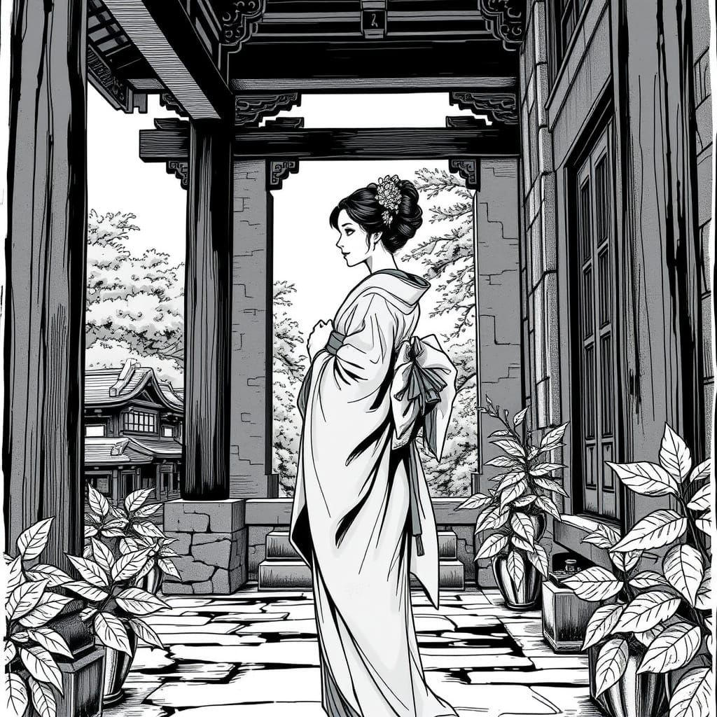 Ethereal Geisha in Ancient Temple - AI Art