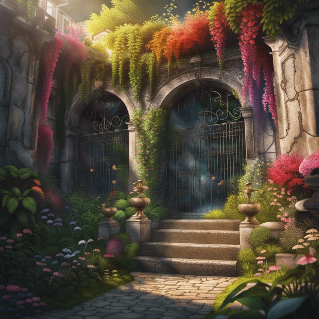 Walled secret garden - AI Generated Artwork - NightCafe Creator