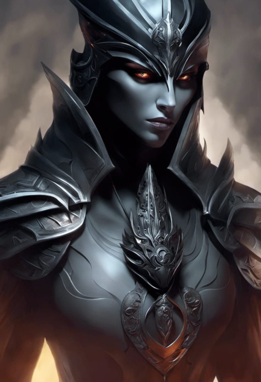 Sinister and insanely detailed image of a dark fantasy noir MALE ...