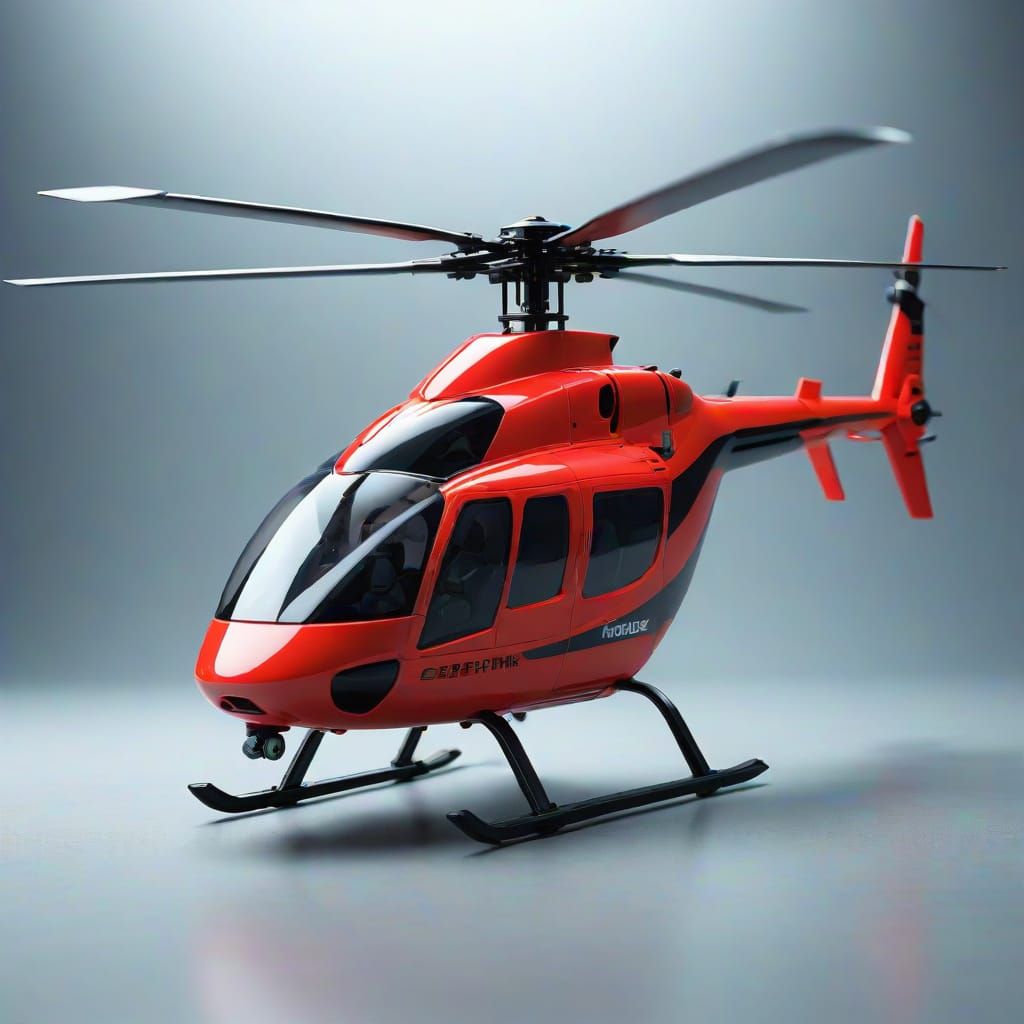 Create an image of a small, sleek, battery-operated mini helicopter ...
