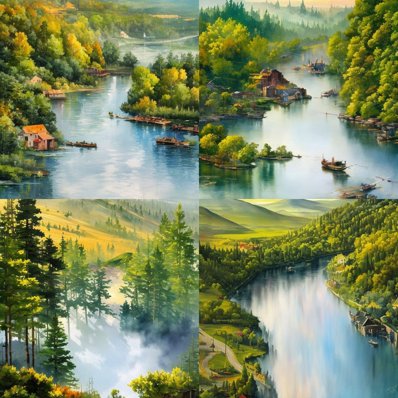 Overlooking a city in Gouache Style, Watercolor, Museum Epic ...