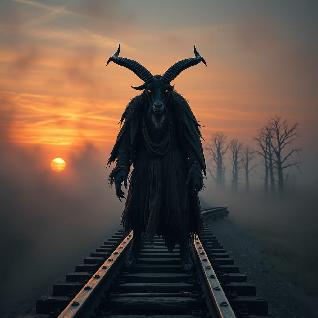 Demonic Goatman on a train trestle - Surreal Goatman Watches...