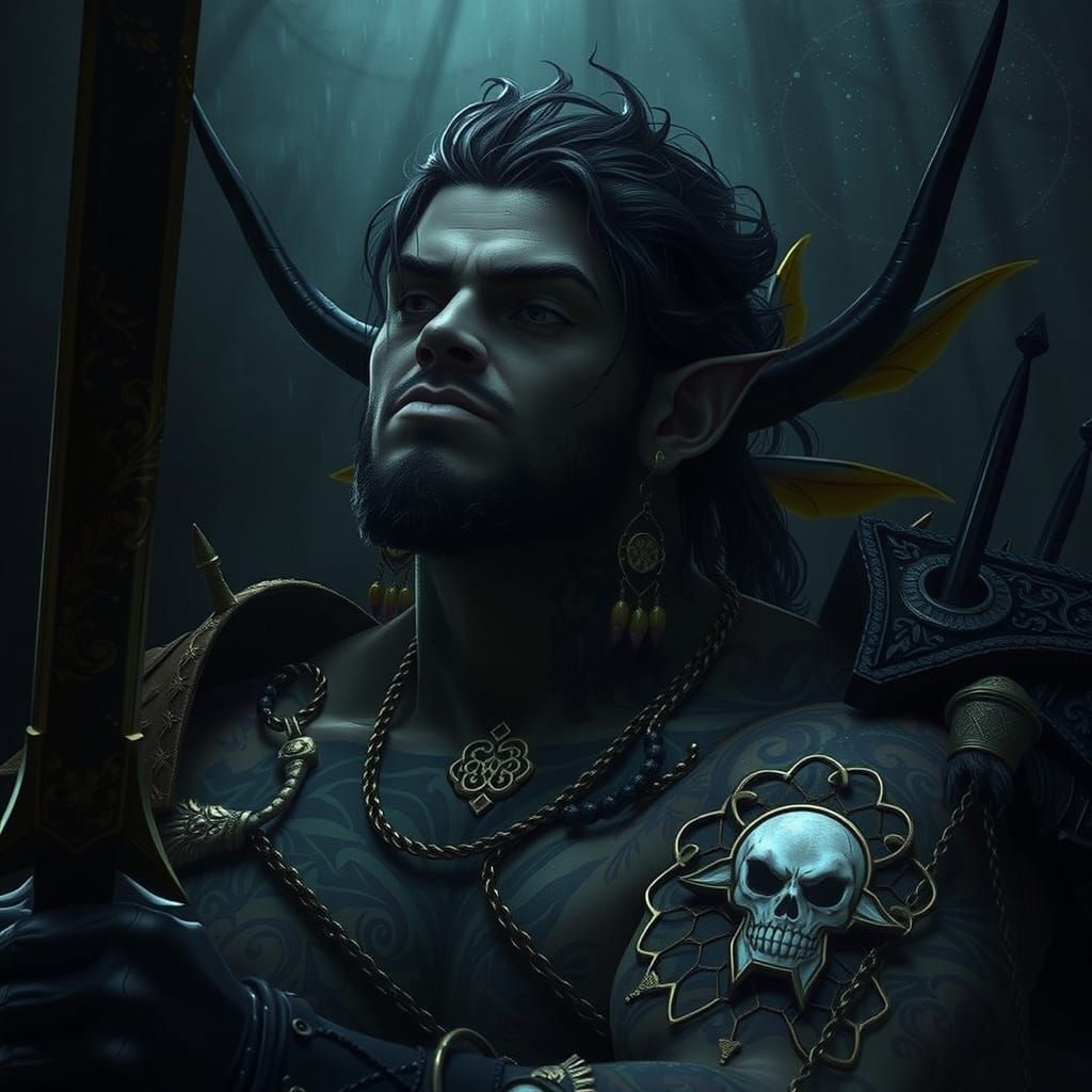 Ethereal Fae Warrior in Macabre Elegance, Cyberpun... - AI Art