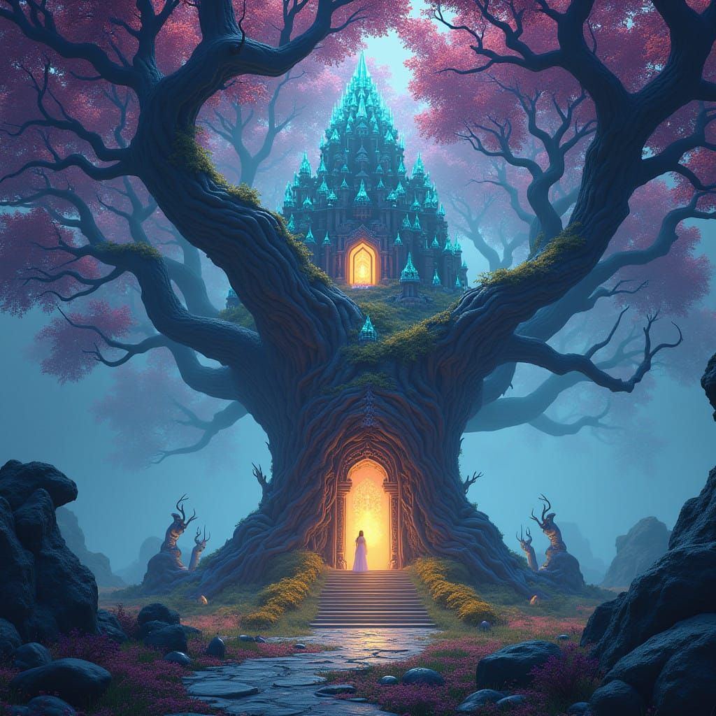 A kingdom among trees - Dreamlike Tree Temple in Ethereal Be...