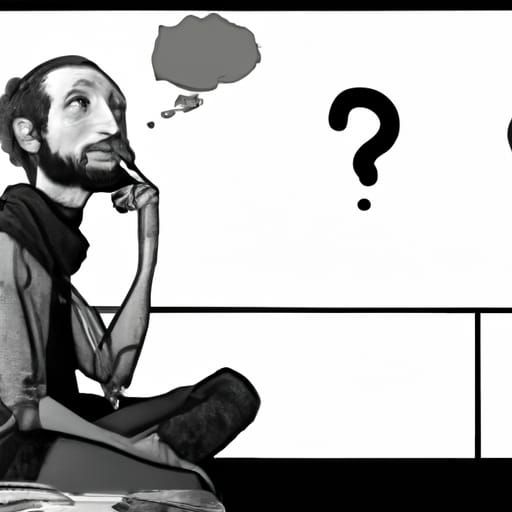 man thinking cartoon black and white and empty area - AI Generated ...