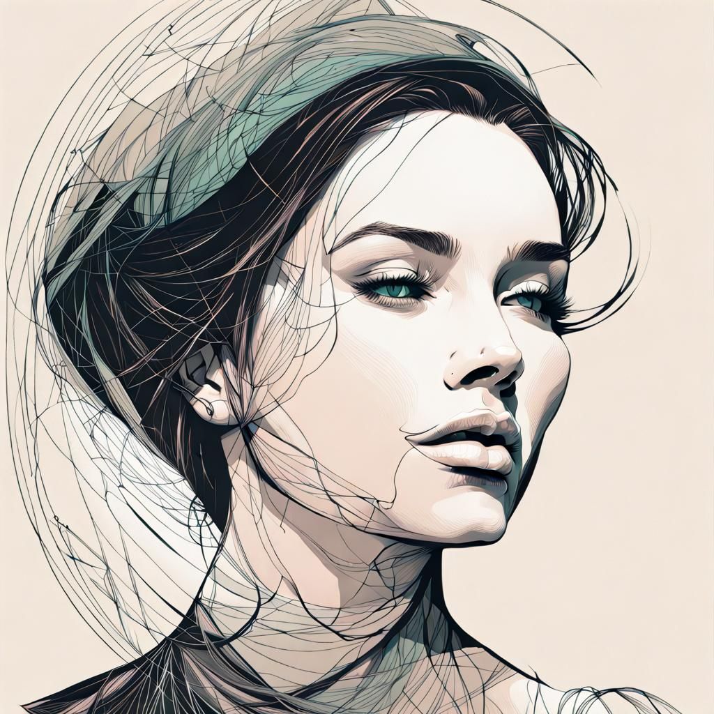 Line art portrait - AI Generated Artwork - NightCafe Creator