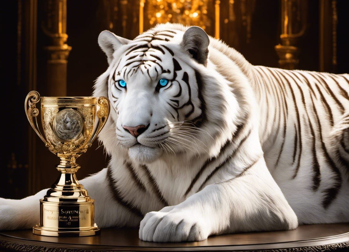Tiger waits for someone to receive the award for protecting animals ...
