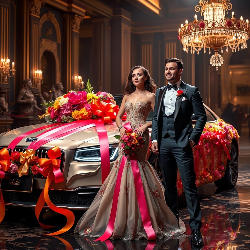 Dashing Gentleman Surprises Elegant Lady with Lavi... - AI Art