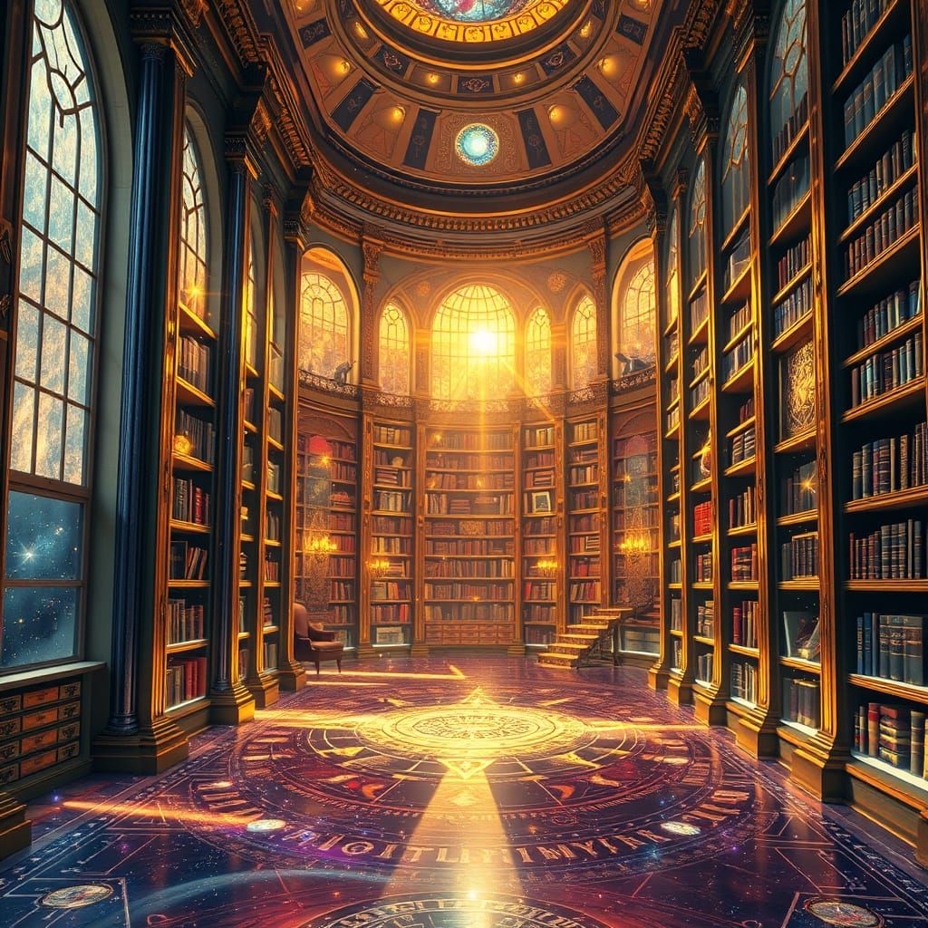 Astro library - Cosmic Library in Ethereal Light