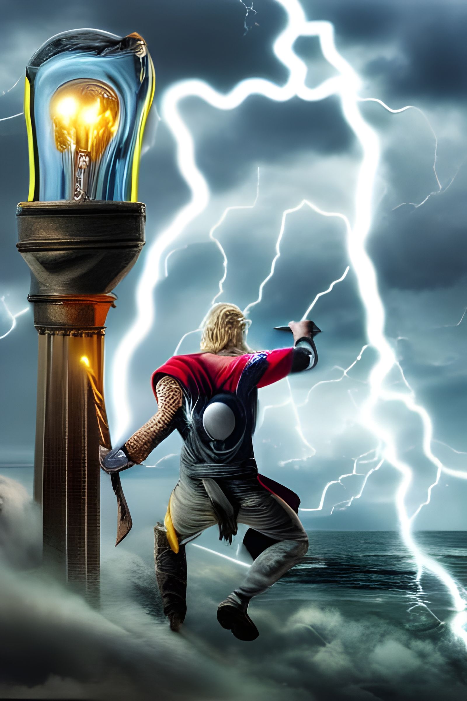 Thor's Lightbulb - AI Generated Artwork - NightCafe Creator