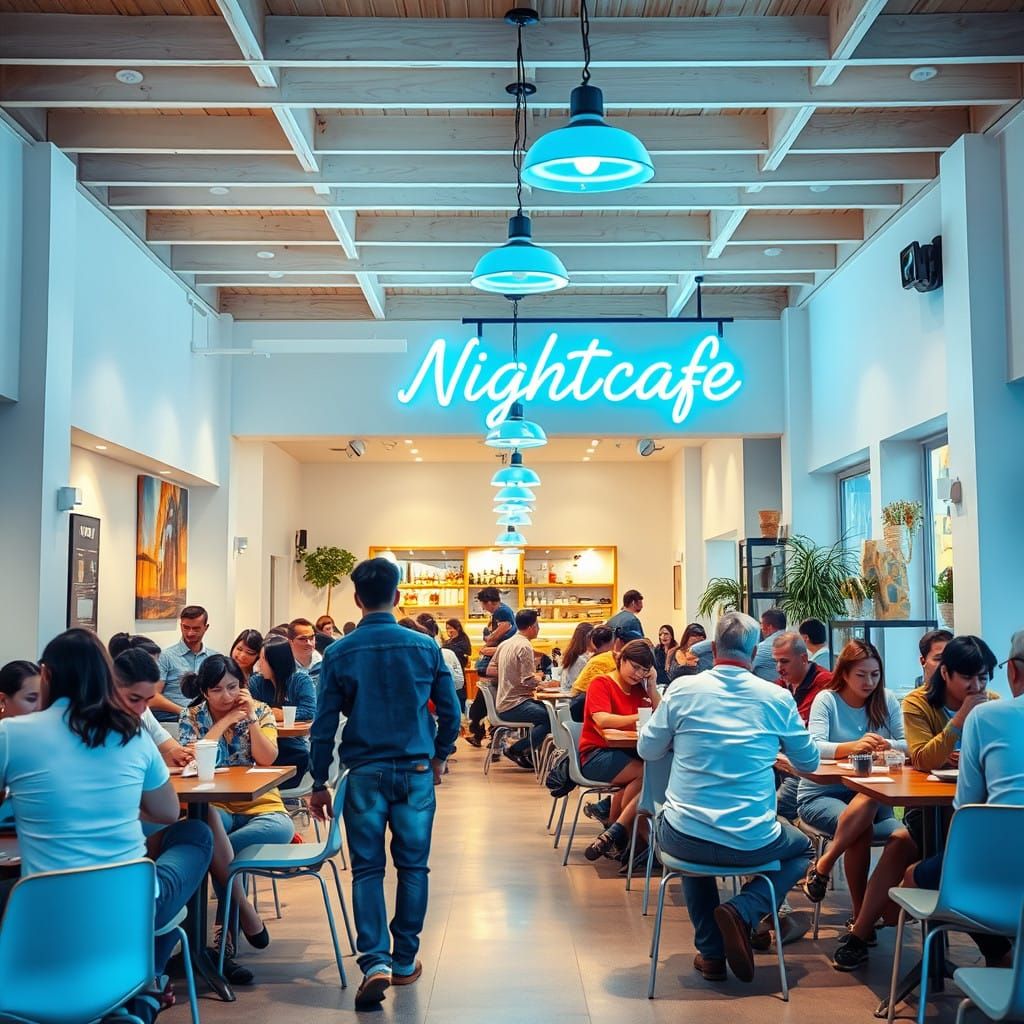 Surreal Cafe Scene in Modern Contemporary Style - AI Art