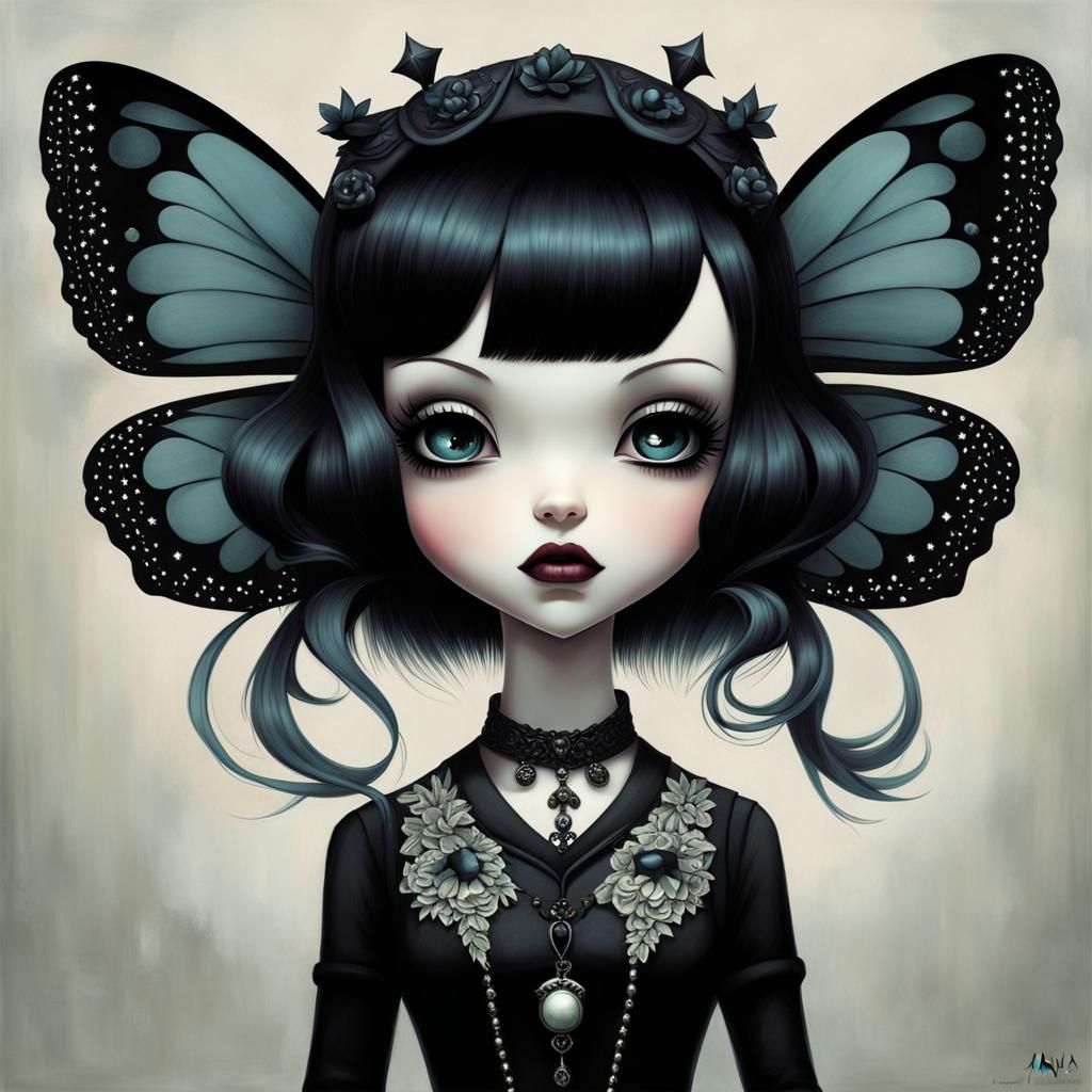 Adorable moody chibi goth punk anime girl in a gothic castle by ...