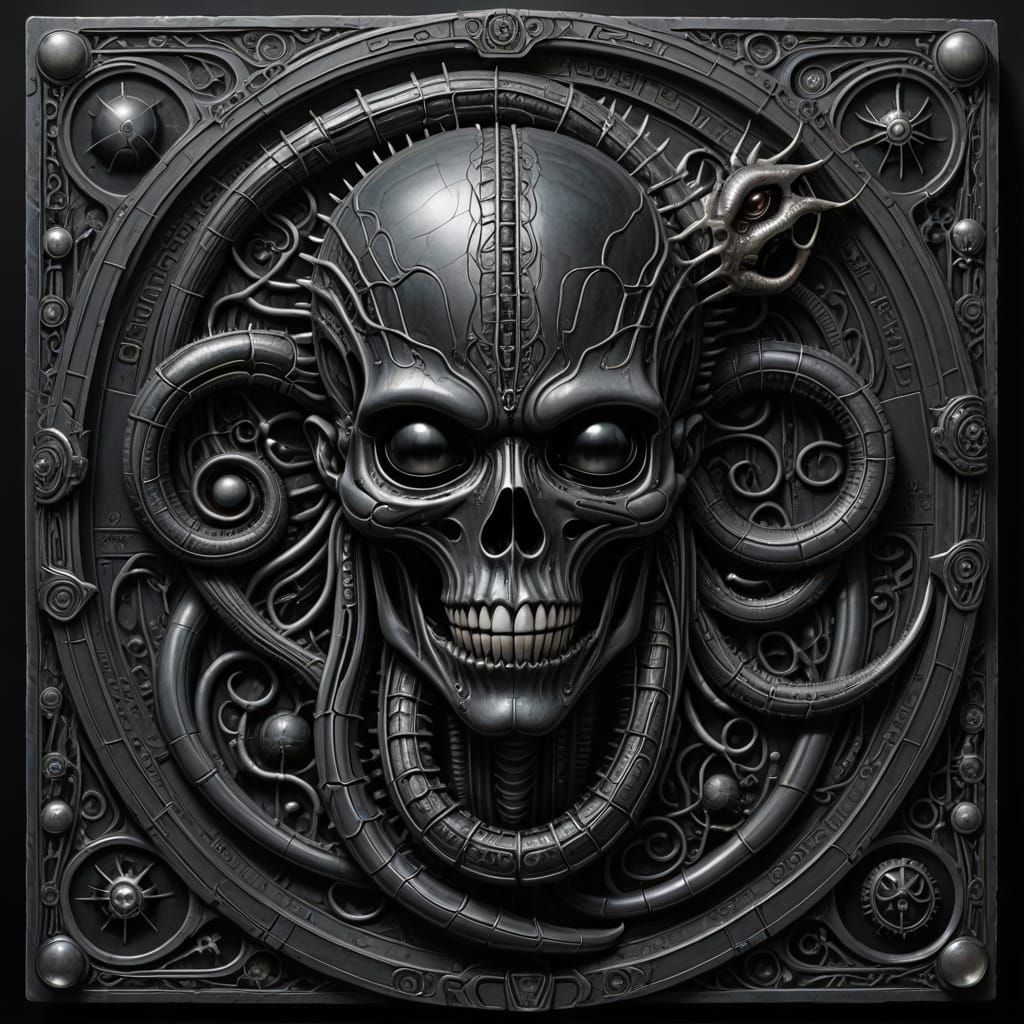 Surrealistic Dark Fantasy Tablet with Alien Writin... - AI Art