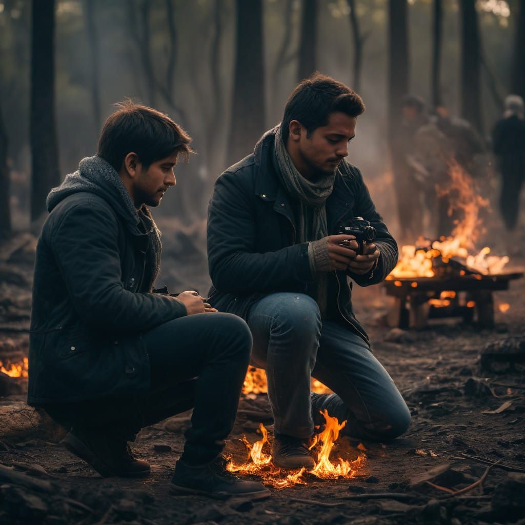 Crowds Waiting for Fireworks in Vibrant Colors - AI Art