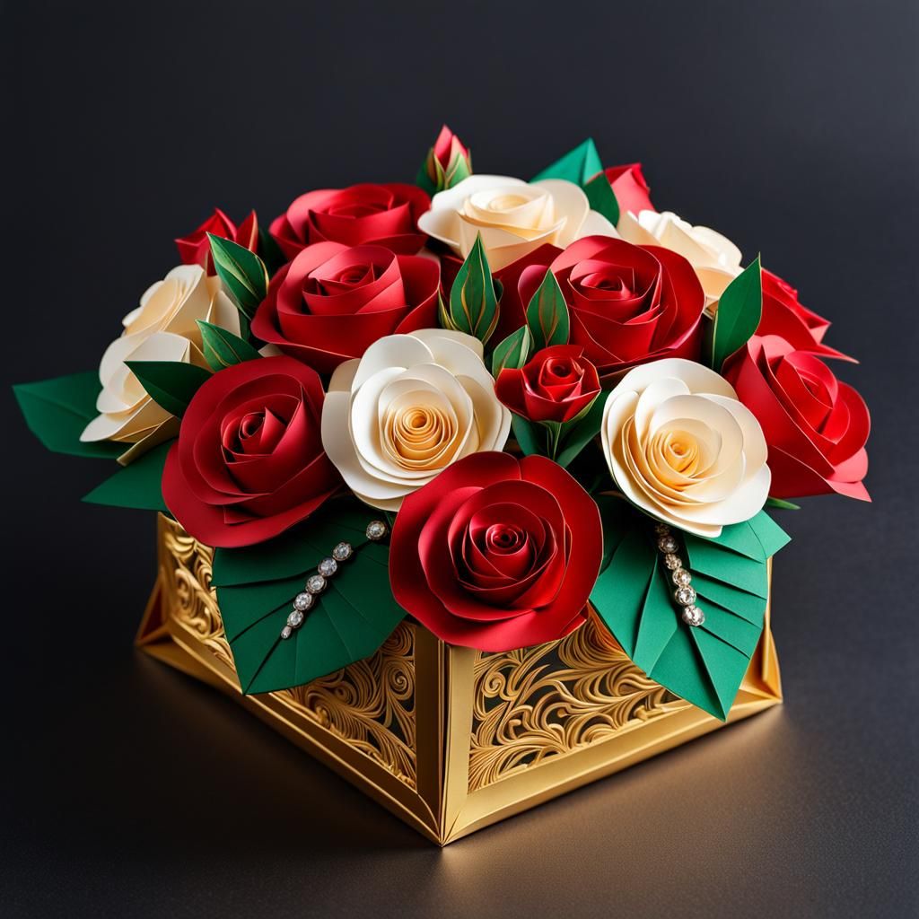 Papercraft Roses In A Trinket Box - AI Generated Artwork - NightCafe ...