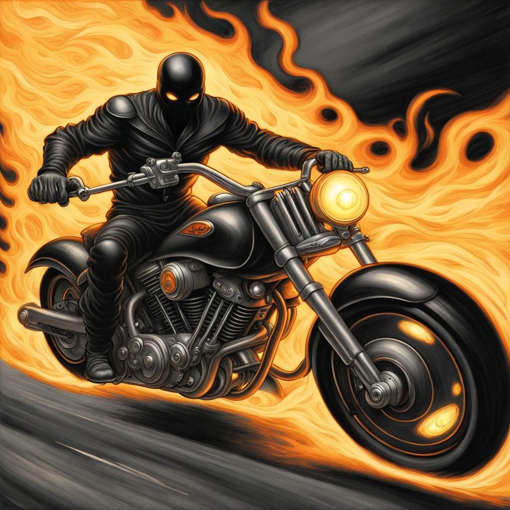 Hell's Rider: Fire and Darkness - Glowing Demon Rider Speeds...