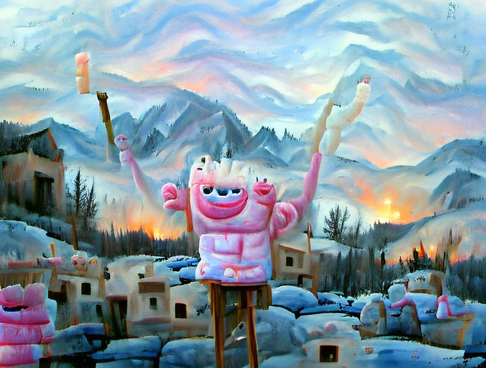 The Marshmallow Monster Blesses the Village - AI Generated Artwork ...