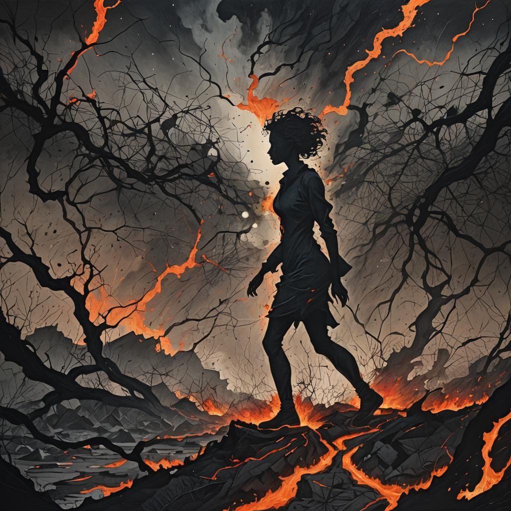 Woman and Lava - AI Generated Artwork - NightCafe Creator