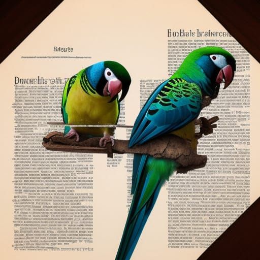 Parakeets with books - AI Generated Artwork - NightCafe Creator