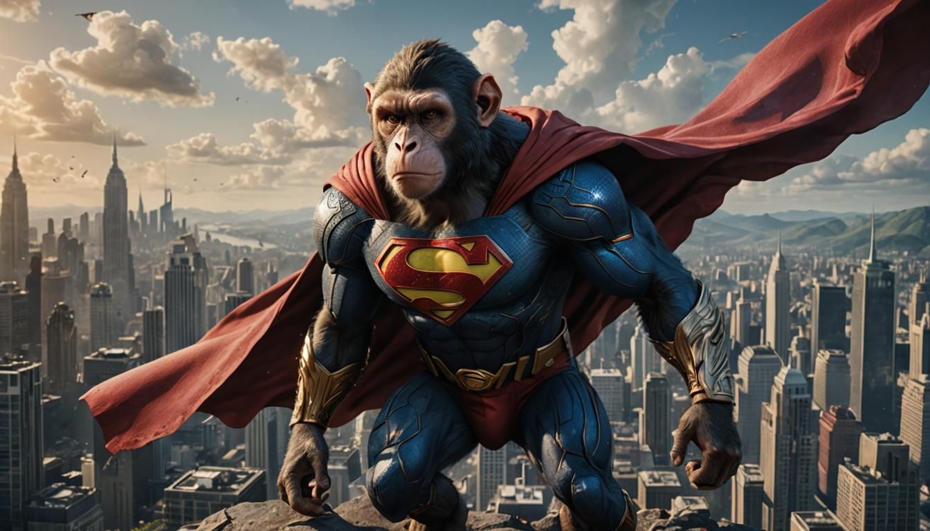 Monkey dressed as Superman - AI Generated Artwork - NightCafe Creator