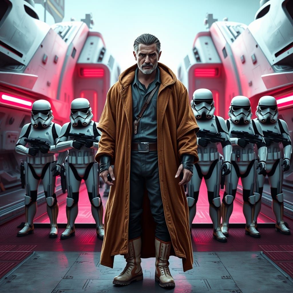 Ethereal Stormtrooper Commander in Futuristic Star... - AI Art