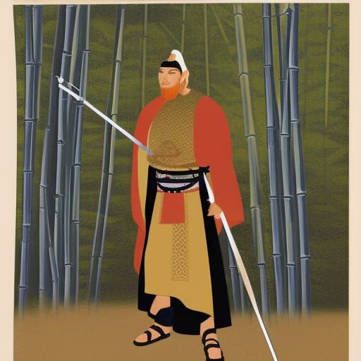 a middle-eastern samurai warrior in a bamboo forest - AI Generated ...