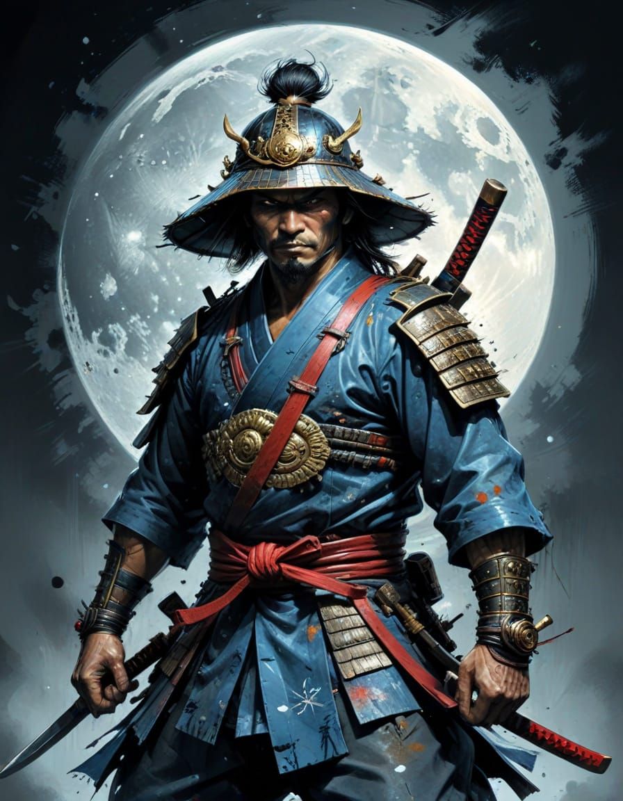 Samurai under full moon - Samurai Under Full Moon in Japanes...