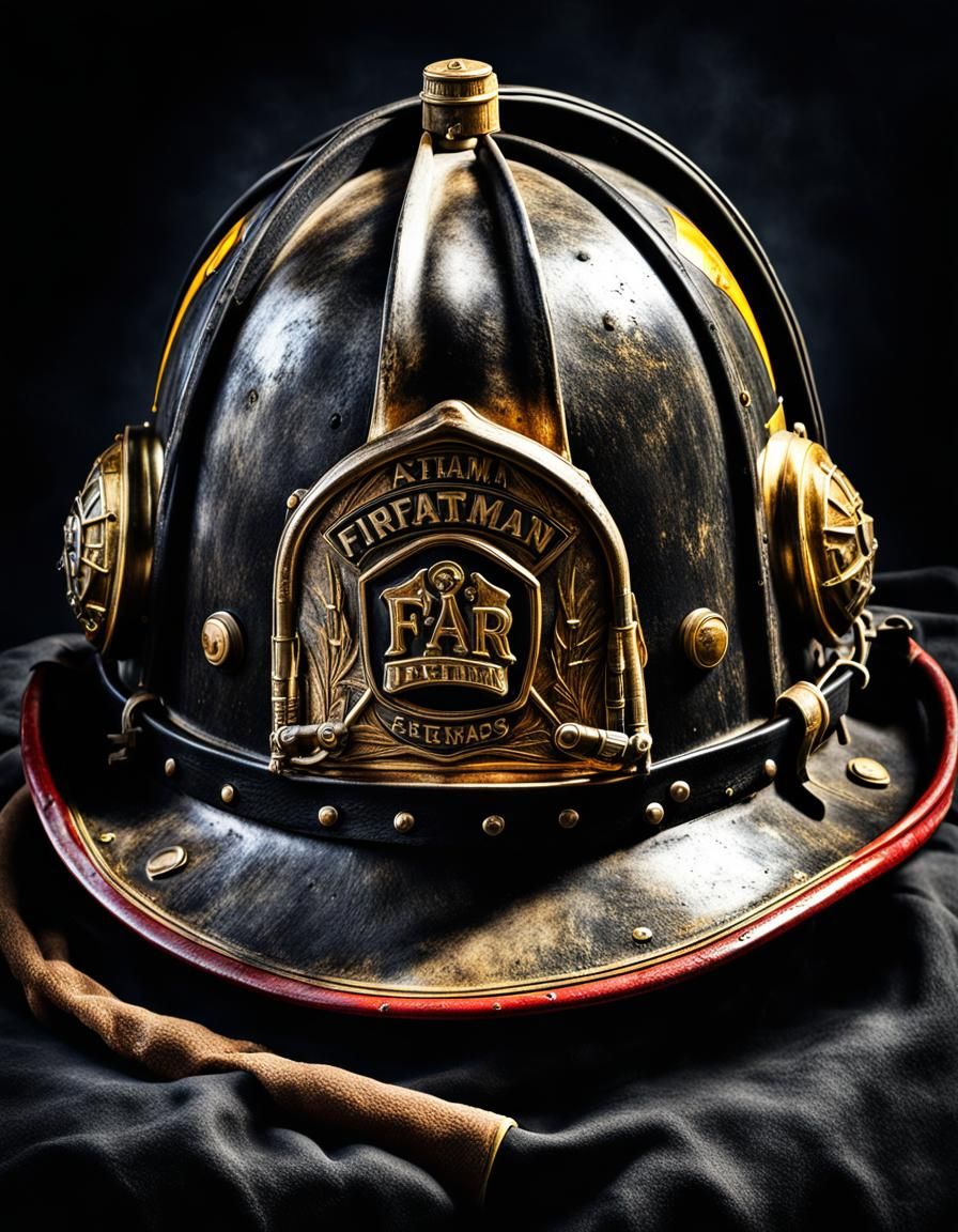 A traditional fireman captains helmet circa 1940 - AI Generated Artwork ...