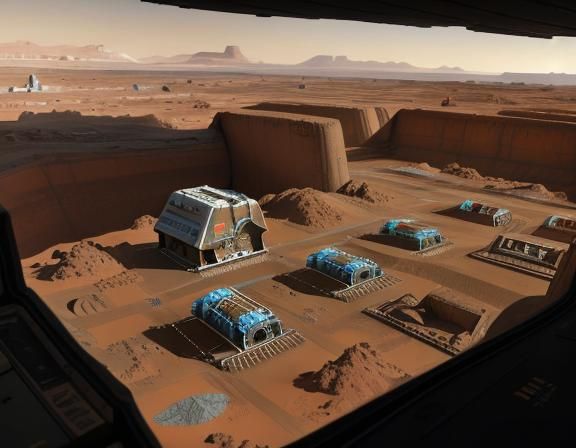 Mars mining settlement - AI Generated Artwork - NightCafe Creator