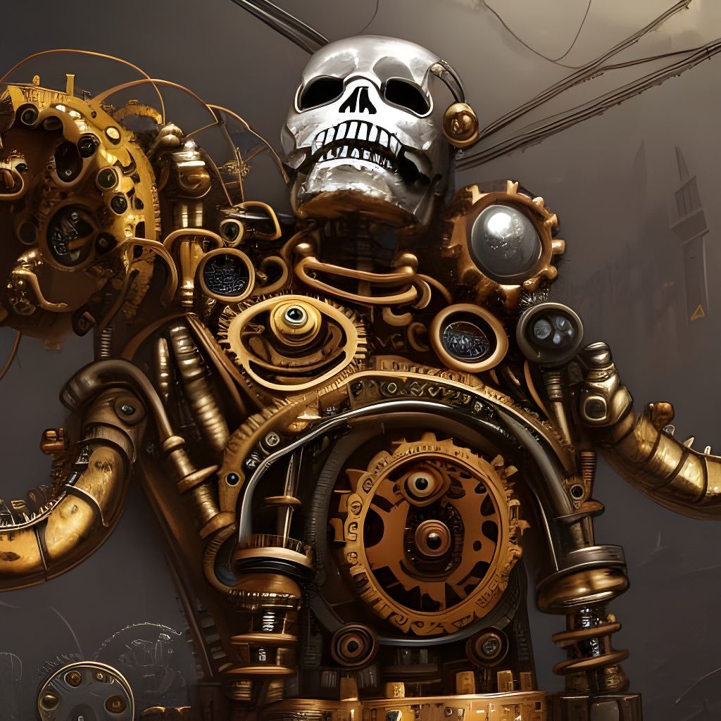 steampunk skeleton robot model 2 - AI Generated Artwork - NightCafe Creator
