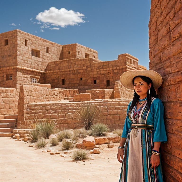 Modern Hopi Woman Outside Hopi House near Grand Ca... - AI Art