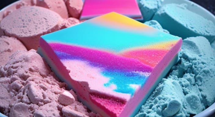 sedimentary neon ice cream, sherbet and bubblegum layers
