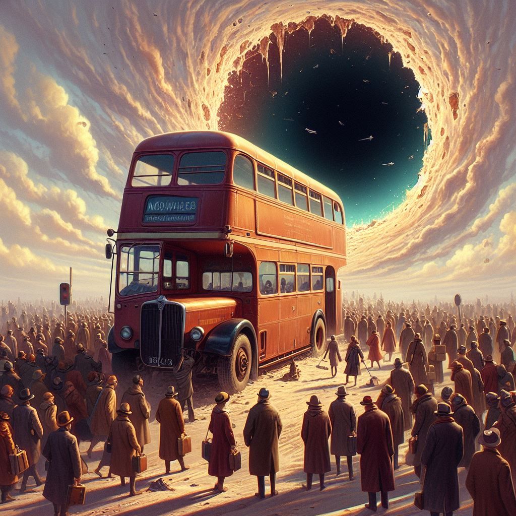 Bus from nowhere - AI Generated Artwork - NightCafe Creator