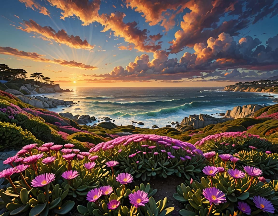 Sunset on the Monterey Bay - AI Generated Artwork - NightCafe Creator