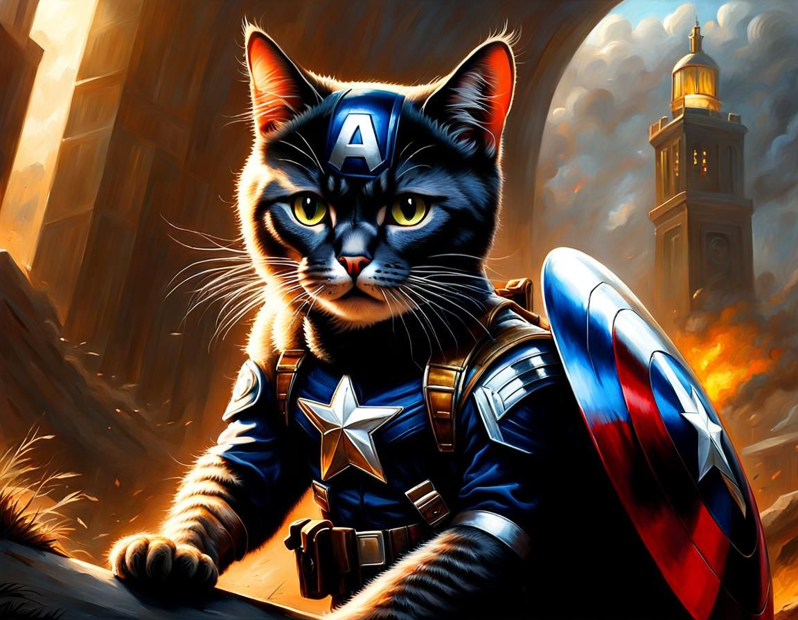 Cat Captain America - AI Generated Artwork - NightCafe Creator
