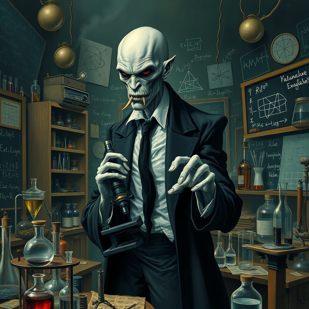 Ethereal Vampire Physicist Lost in Quantum Realms - AI Art