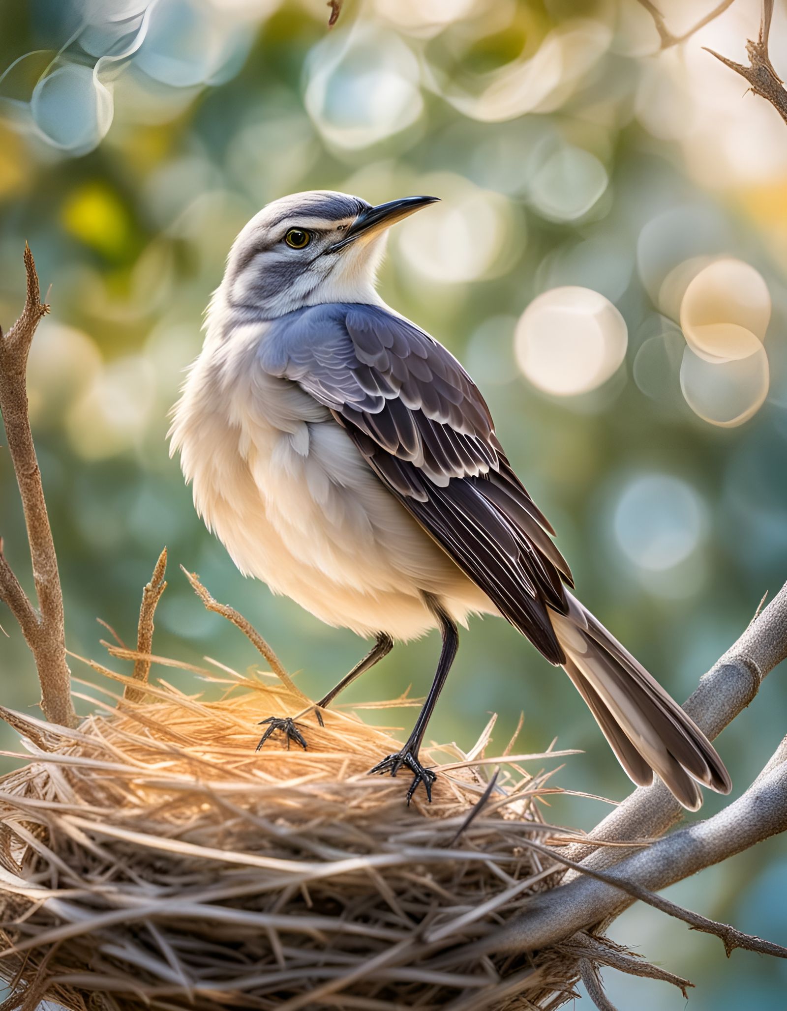 mockingbird in the nest - AI Generated Artwork - NightCafe Creator
