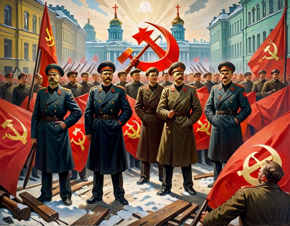 Bolsheviks take power in St. Petersburg. All power to the soviets. (Hammer and sickle:1.2) shine ...