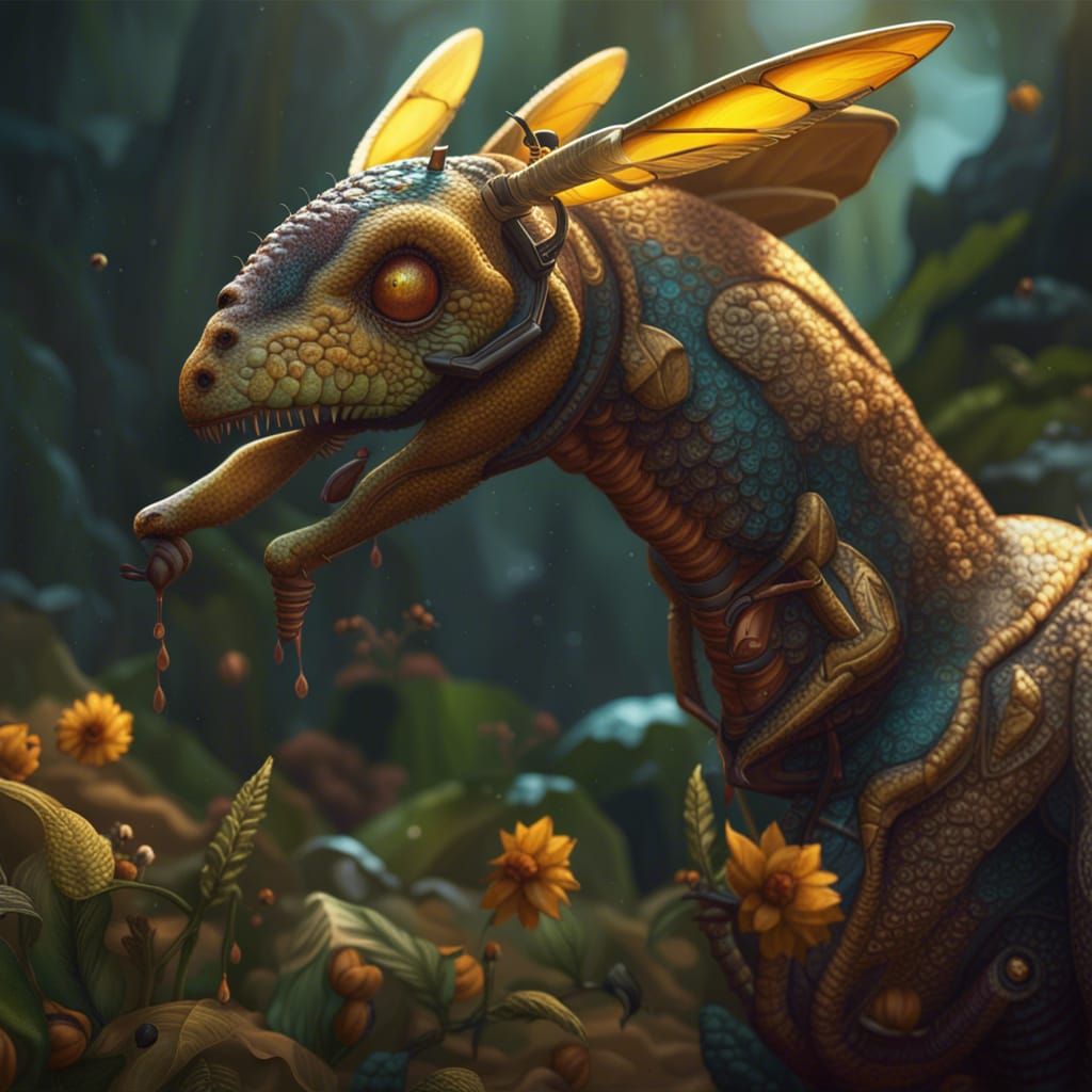 Longneck honeybee dinosaur 🦕 🍯🐝 - AI Generated Artwork - NightCafe Creator