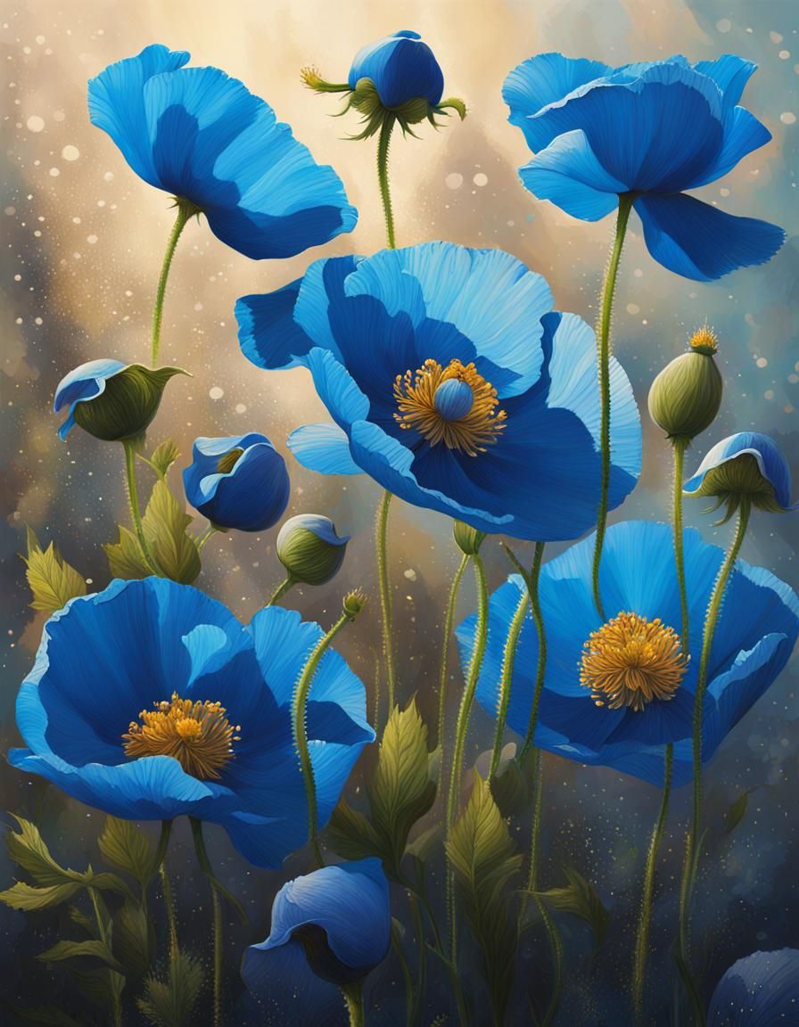 Himalayan blue poppies - AI Generated Artwork - NightCafe Creator