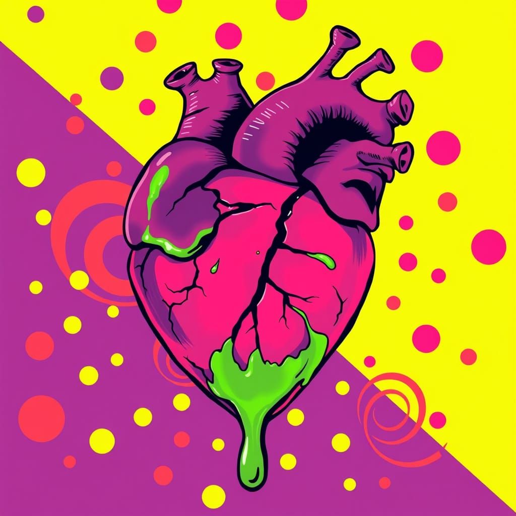 heart poison. - Psychedelic Warning Heart in Neon Green and ...