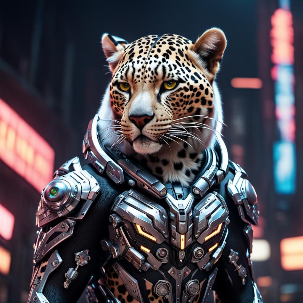 Leopard/human cyborg - AI Generated Artwork - NightCafe Creator