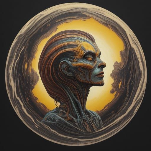 Ethereal Alien Portrait in Vibrant Retrofuturistic... - AI Art