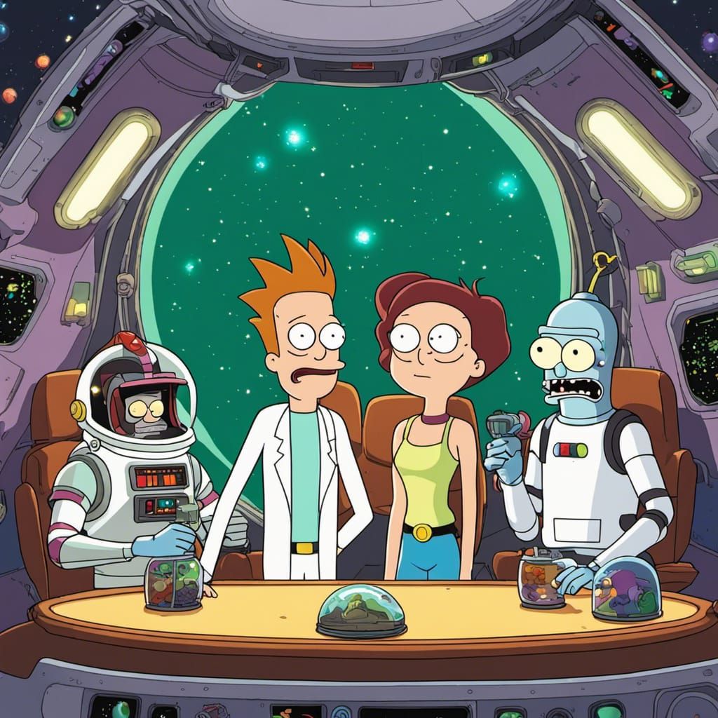 Futurama meets Rick & Morty 1 - AI Generated Artwork - NightCafe Creator