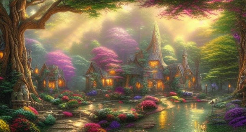 Elven Treehouse - AI Generated Artwork - NightCafe Creator