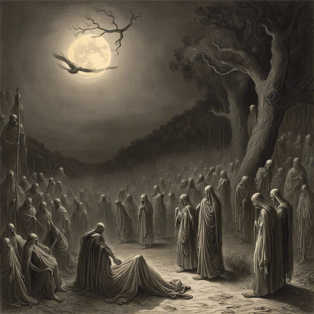 Sacrificial dance of the dead in the moonlight - AI Generated Artwork ...