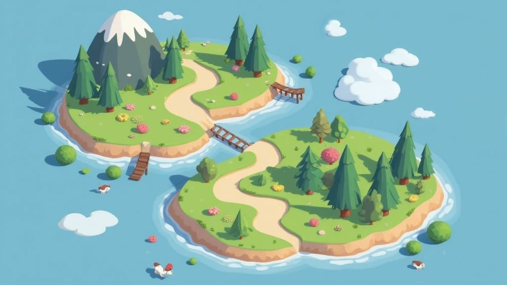 Vibrant Adventure Map in Whimsical Cartoon Style - AI Art
