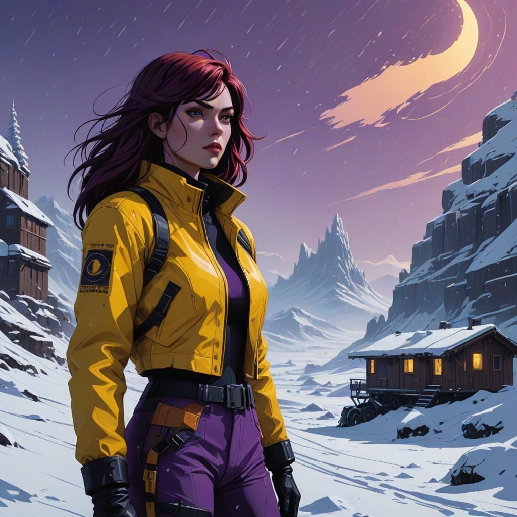 Futuristic Snowscape Portrait in Dynamic Style - AI Art