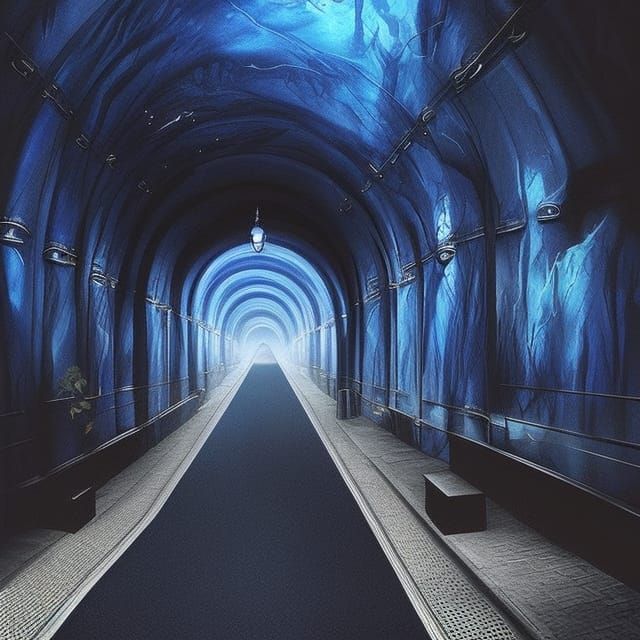 dark blue hues midnight tunnel - AI Generated Artwork - NightCafe Creator