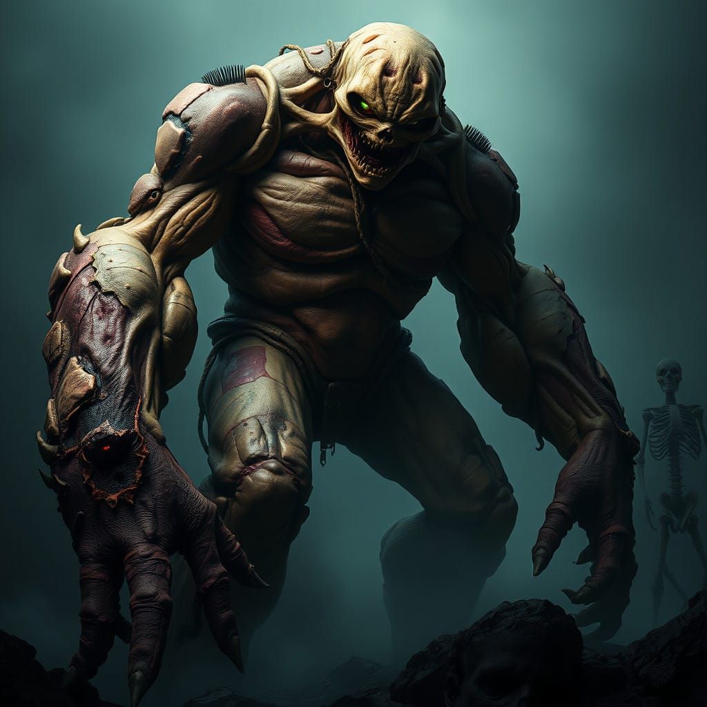 Flesh Golem: 2 - Gothic Horror Flesh Golem Stands Towering w...